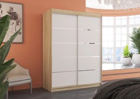 Šatní skříň s posuvnými dveřmi Riva - 150 cm Barva: Sonoma/Bílá