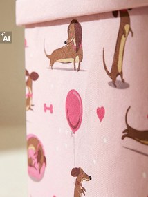 Sinsay - Taburet s úložným prostorem s motivem jezevčíka - růžová