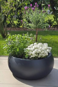 Miska na rostliny MORINO, sklolaminát, výška 21 cm, antracit