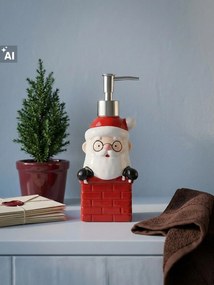 Sinsay - Vánoční keramický dávkovač mýdla ve tvaru Santa Clause v komíně - červená