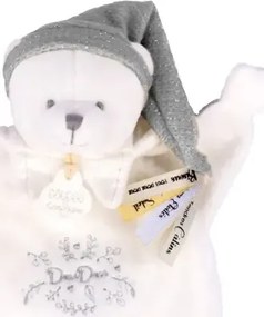 Doudou Dárková sada Plyšový muchláček medvídek s čepičkou šedý 25 cm /
