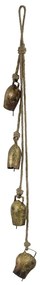 4ks zlaté antik závěsné kravské kovové zvonky na laně - 85*5*9cm