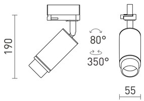 Rendl R13783 stropní svítidlo OPTIMUS pro tříokruhovou lištu, bílé, 230V, GU10, 10-50°, 19cm