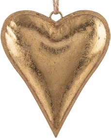 Zlatá antik kovová závěsná dekorace srdce Heart Antique L - 22*4*19 cm