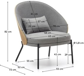 Křeslo v šedo-přírodní barvě Eamy – Kave Home