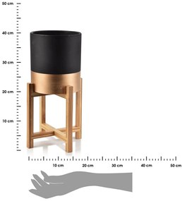 KERAMICKÝ KVĚTINÁČ SE STOJÁNEM AVA SIMPLE 40X18 CM ČERNÁ