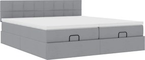 Osmanský rám postele s matrací světle šedý 200x200cm textil 3312850