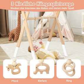 Costway Baby Play Arch Dřevěná hrací hrazda Skládací dětská tělocvična