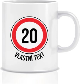 Personalizovaný klasický bílý hrníček 300 ml - narozeninová dopravní značka