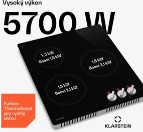 Klarstein Kochheld indukční varná deska | Elegantní a výkonná | 3 varné zóny | 5700 W | 45 cm
