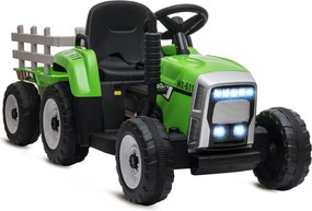 HOMCOM Elektrický traktor s přívěsem, dětské elektrické autíčko na dálkové ovládání, dětský traktor s funkcí MP3, světlomety
