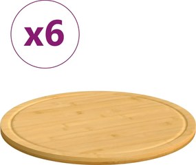 vidaXL Prkénka na krájení 6 ks Ø 40 x 1,5 cm bambus [352779] Barva: Hnědá