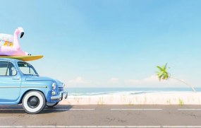 Fotografie Vintage car with beach accessories on, AntonioSolano, (40 x 24.6 cm)