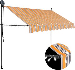 Ručně zatahovací markýza s LED světlem 300 cm žlutomodrá 145852