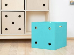 Benlemi Dřevěný úložný box DICE s čísly ve stylu hrací kostky Zvolte barvu: Tyrkysová, Zvolte variantu: Trojka