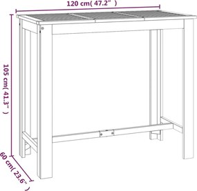 vidaXL Zahradní barový stůl 120 x 60 x 105 cm masivní akáciové dřevo [319701]