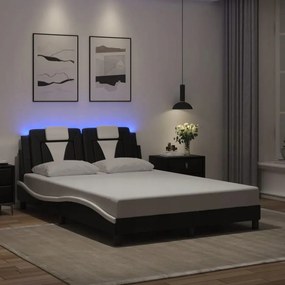 VidaXL Rám postele s Led, černobílý, 140 x 200 cm, umělá kůže