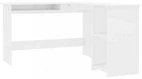 Rohový psací stůl 120x140 cm Dekorhome Bílá lesk