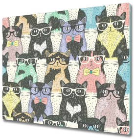 Skleněná krájecí deska Kočky s brýlemi 60x52 cm