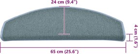 Schodové rohože 30 ks 65 x 24 x 4 cm mořská modrá půlkulaté velké 3365758