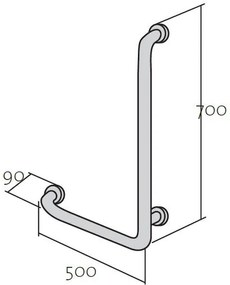 Cersanit Etiuda, madlo na zeď 50x70 cm, levé, chromová, K97-032