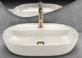 Rea Aura, umyvadlo na desku 610x410x130, ecru lesklá, REA-U4589