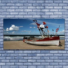 akrylový obraz Moře Pláž Loďka Krajina 120x60 cm