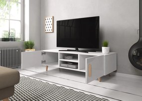 TV stolek Sweden II 140 cm bílý mat/bílý lesk