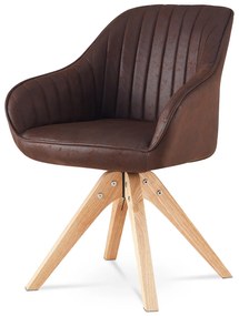 Jídelní a konferenční židle, potah hnědá látka v dekoru broušené kůže, nohy masi - HC-772 BR3