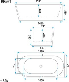 Rea Sydney, akrylová rohová vana 160x75 cm, pravá strana, bílá lesklá, REA-W0253