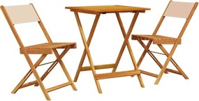 3dílný bistro set béžový textil a masivní dřevo 3281763