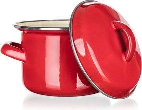 Smaltovaný hrnec s poklicí Red MILTON 0,78 l
