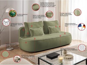 Khaki/béžová sametová rozkládací/s úložným prostorem pohovka 210 cm Saga – Ropez
