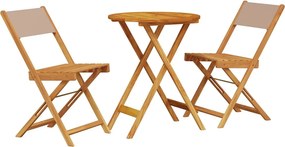 3dílný bistro set taupe textil a masivní dřevo 3281750
