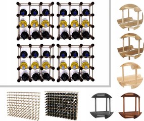 Regál na víno dřevěný stojan na víno Modulární regál na alkohol 36+9 bot