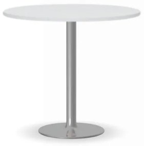 Konferenční stolek FILIP II, průměr 800 mm, chromovaná podnož, deska bílá