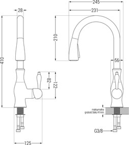 Mexen Bruno, 1-komorový granitový dřez 795x495x200 mm a dřezová baterie Savita, béžová, 6513-69-672601-69