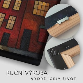 Obraz na plátně - Ulice v Lienes se svítícími domy FeelHappy.cz Velikost obrazu: 60 x 20 cm