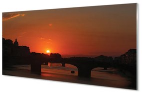 akrylový obraz Itálie řeka západu slunce 125x50 cm
