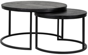Set dvou černých mangových konferenčních stolků Richmond Catana 60/80,5 cm