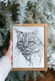 Pet Amour Originální portrét zvířete podle fotografie - Formát A3 Barva: bílé pero