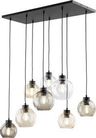 TK Lighting Černý závěsný lustr Cubus pro žárovku 8x E27 TK2834