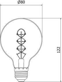 Mexen Vintis, LED filamentová žárovka E27, G80, 4 W, teplá bílá 2700K, čirá, L165-E27-0427-00