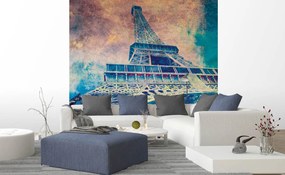 DIMEX | Vliesová fototapeta na zeď Abstrakt Eiffelova věž I. MS-3-0375 | 225 x 250 cm | modrá, zelená, vícebarevná