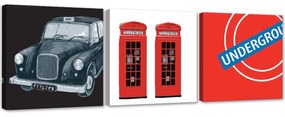 Gario Sada obrazů na plátně Symboly Velké Británie - 3 dílná Rozměry: 90 x 30 cm