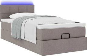 Osmanská postel s matrací &amp; LED taupe 90x200 cm látka 3312281