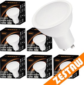 Sada 6 LED žárovek GU10 10W 850lm - neutrální bílá