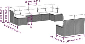 9dílná zahradní sedací souprava s poduškami béžová polyratan 3218268