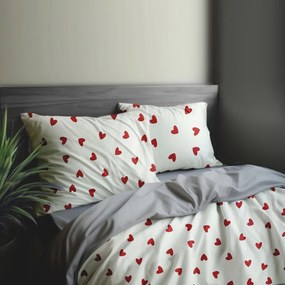 Ervi FLANELOVÉ bavlněné povlečení - Dotek Lásky/šedé, různé rozměry