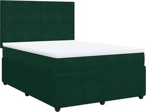 Box spring postel s matrací tmavě zelená 140x200 cm samet 3294655